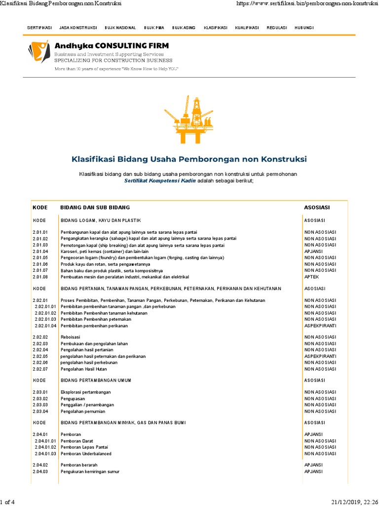 Klasifikasi Pemborongan Non Konstruksi | PDF