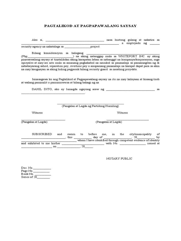 QUITCLAIM AND RELEASE (Tagalog) 1 | PDF