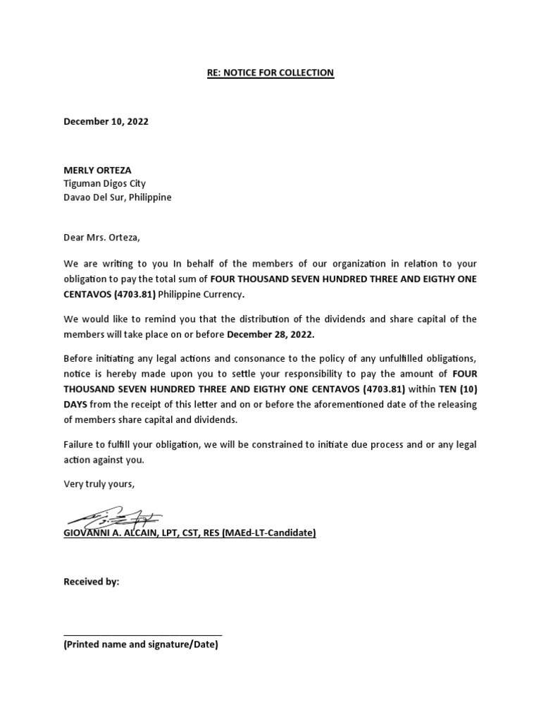 Demand Letter 2022 | PDF | Dividend | Typographical Symbols