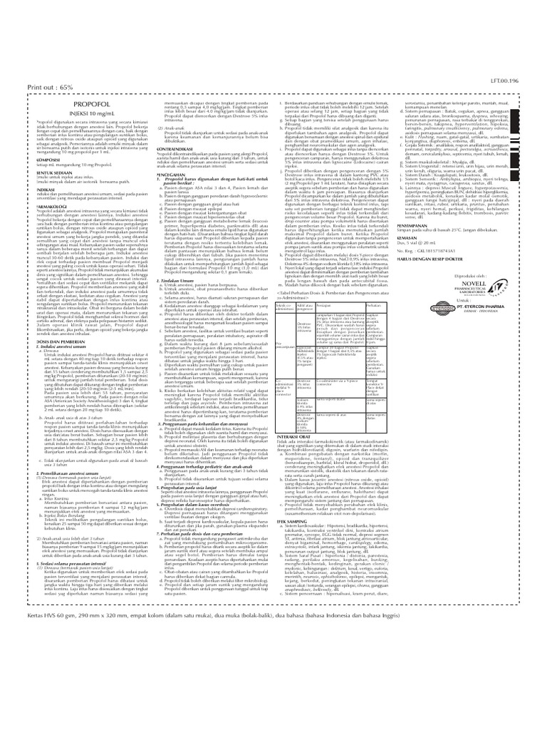 Leaflet Propofol Inj | PDF
