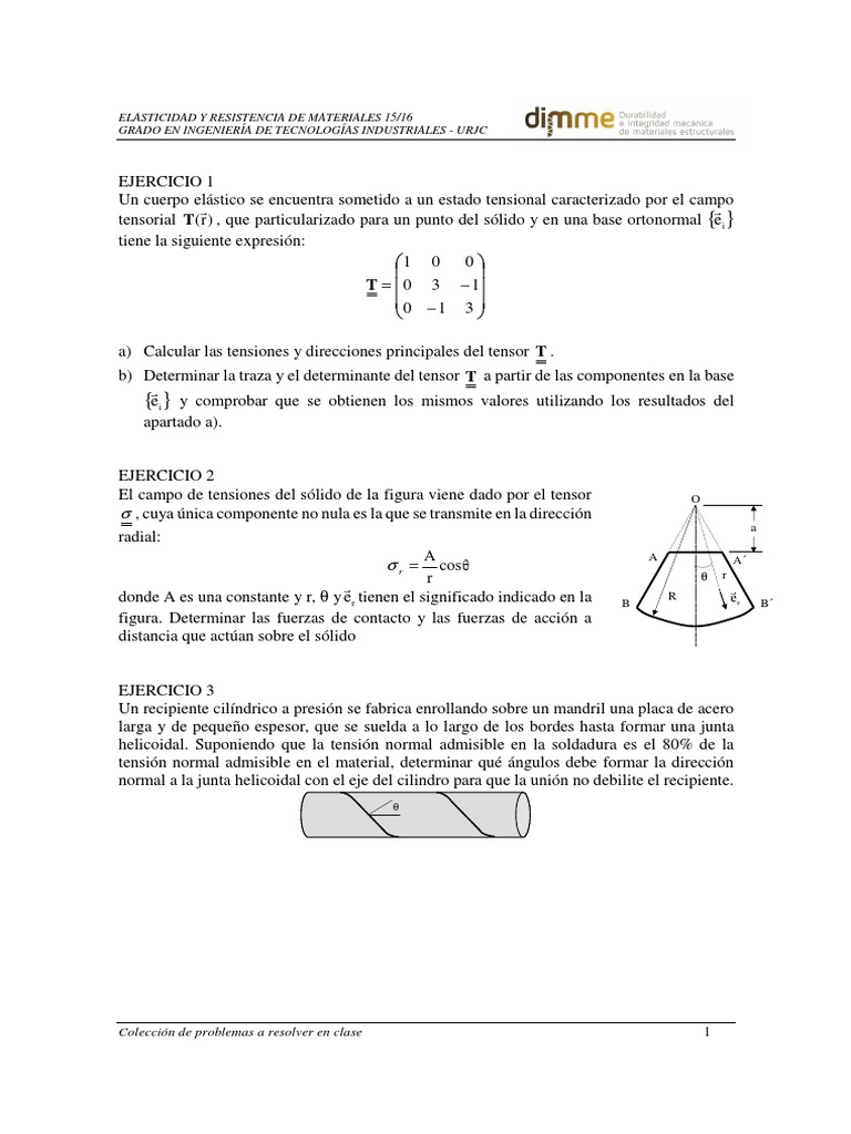 Colección de Problemas Aula ERM Curso 1 | PDF | Elasticidad (Física) | Estrés (Mecánica)