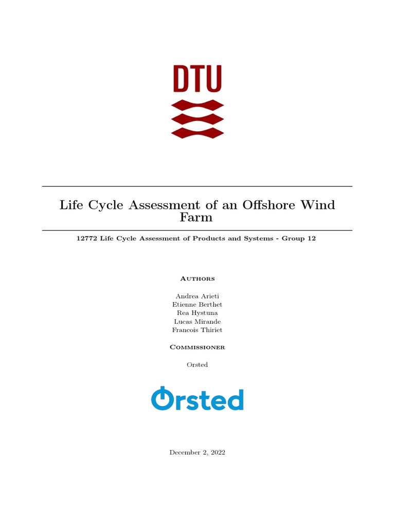Life Cycle Assessment of A Complete Wind Farm | PDF | Life Cycle ...