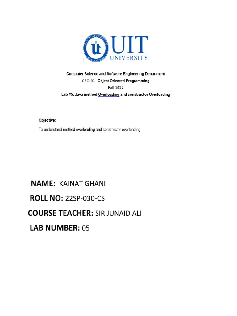 Lab 5 Pdf Constructor Object Oriented Programming Programming