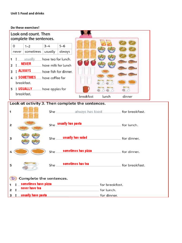 Unit 5 Worksheet | PDF | Cooking, Food & Wine
