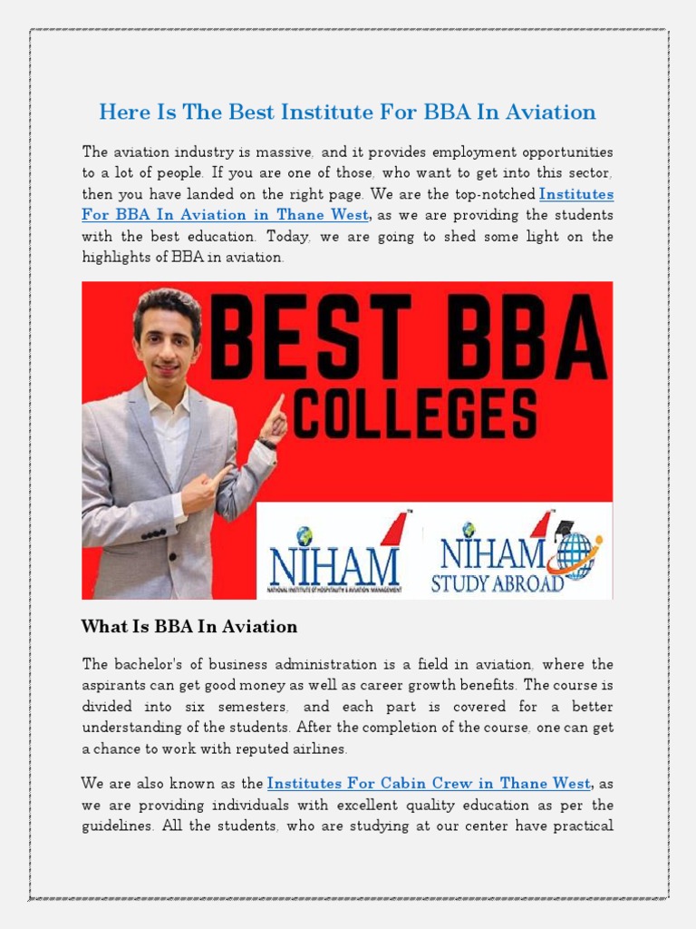 Institutes For BBA in Aviation in Thane West | PDF | Career & Growth ...