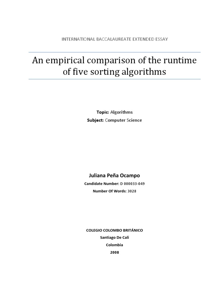 An Empirical Comparison of The Runtime of Five Sorting Algorithms | PDF ...