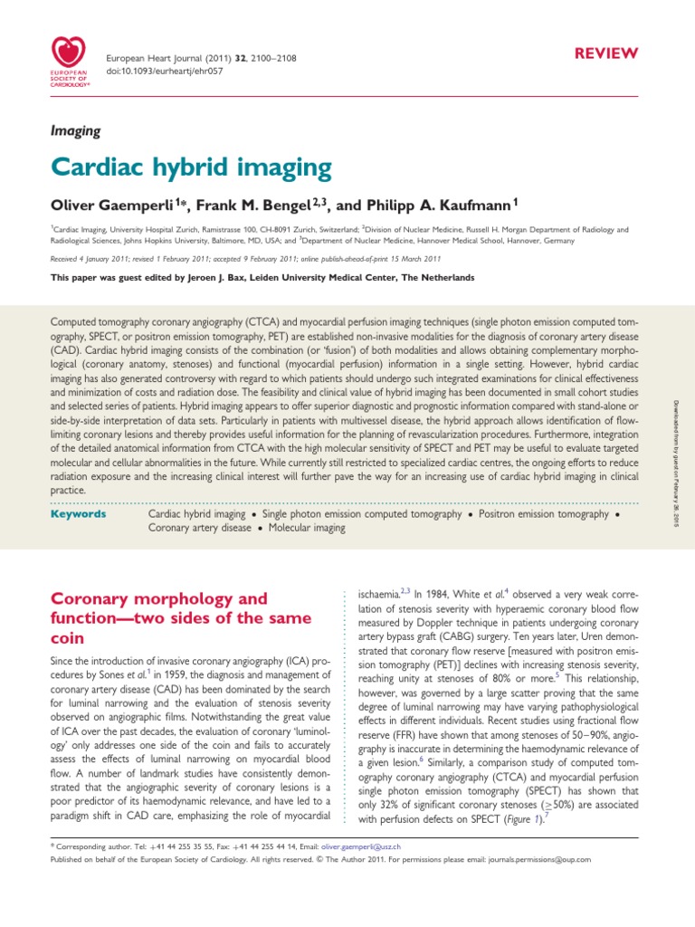 Review Cardiac Hybrid Imaging | Download Free PDF | Medical Imaging ...