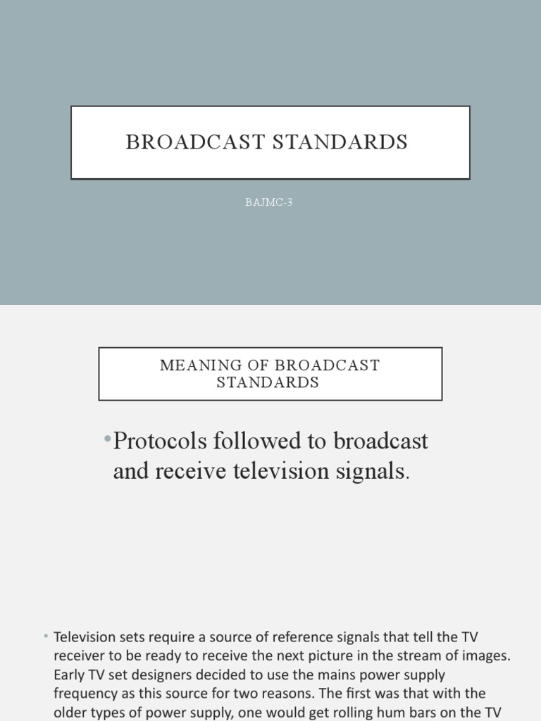 Broadcast Standards | PDF | Video | Media Formats