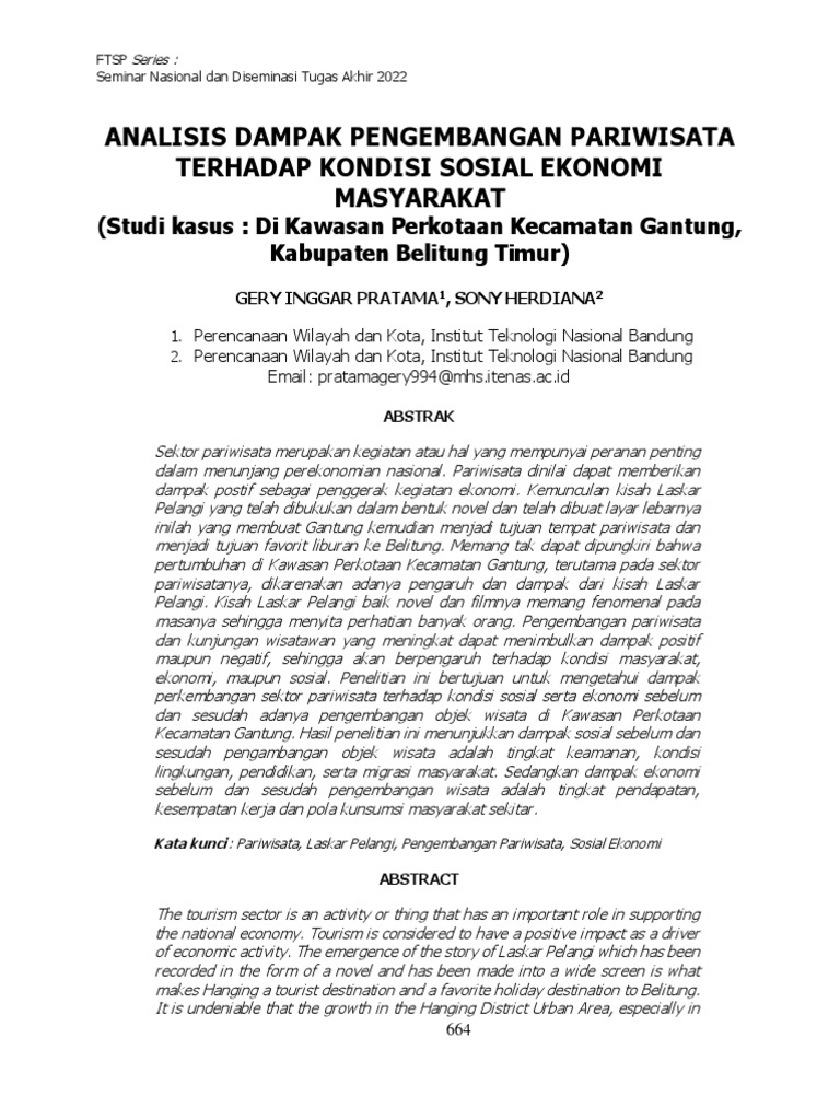 Analisis Dampak Pengembangan Pariwisata Terhadap Kondisi Sosial Ekonomi Masyarakat | PDF