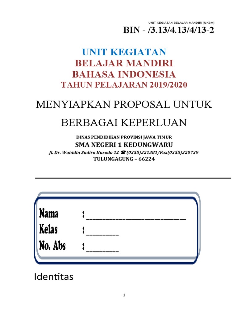 Ukbm Menyiapkan Proposal Untuk Berbagai Keperluan 3.13-4.13 | PDF