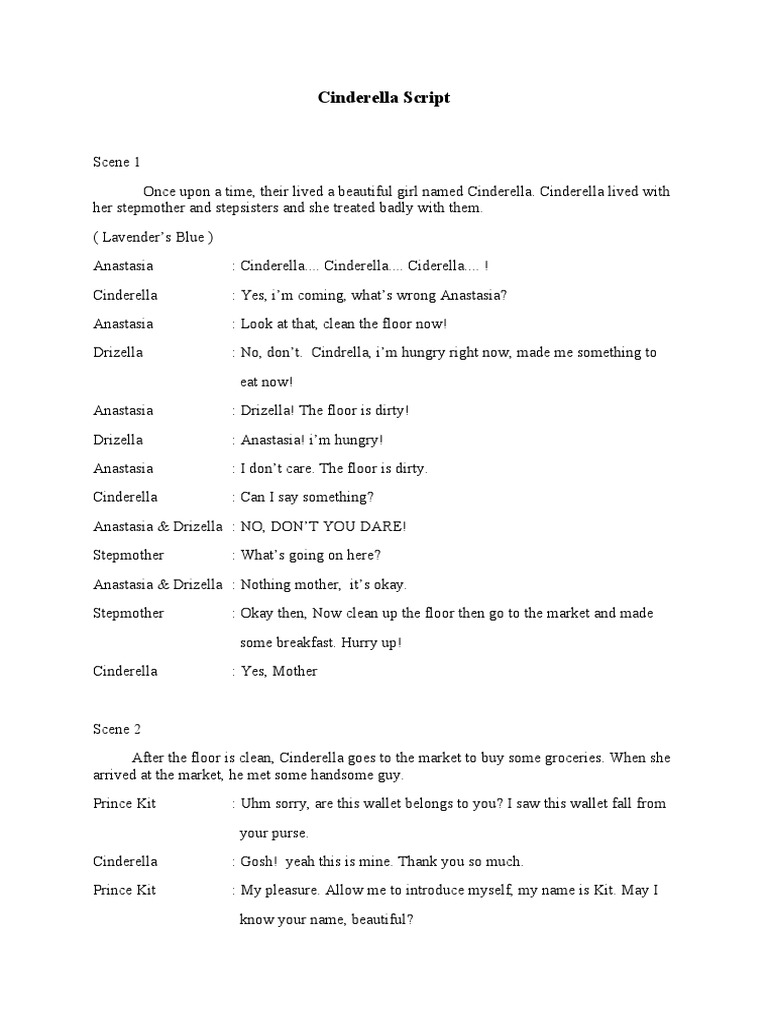 Script Cinderella | PDF | Cinderella | Fairies