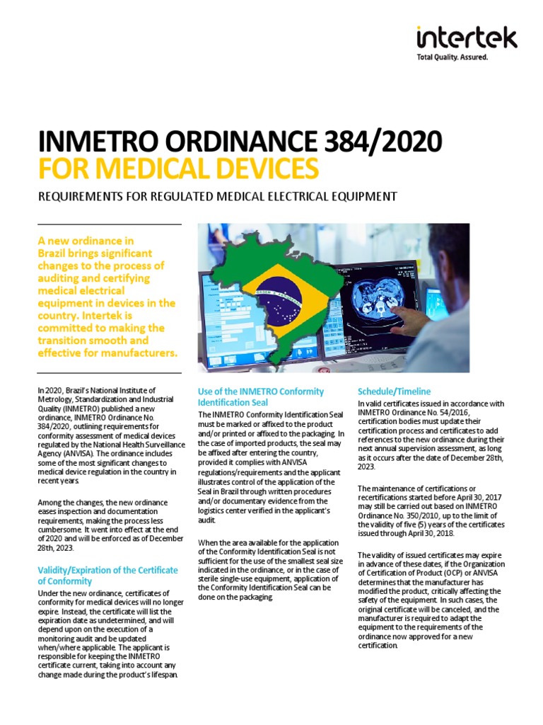 Intertek INMETRO Ordinance No 384 2020 IT | PDF | Medical Device | Audit