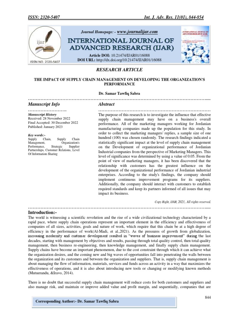 The Impact Of Supply Chain Management On Developing The Organizations