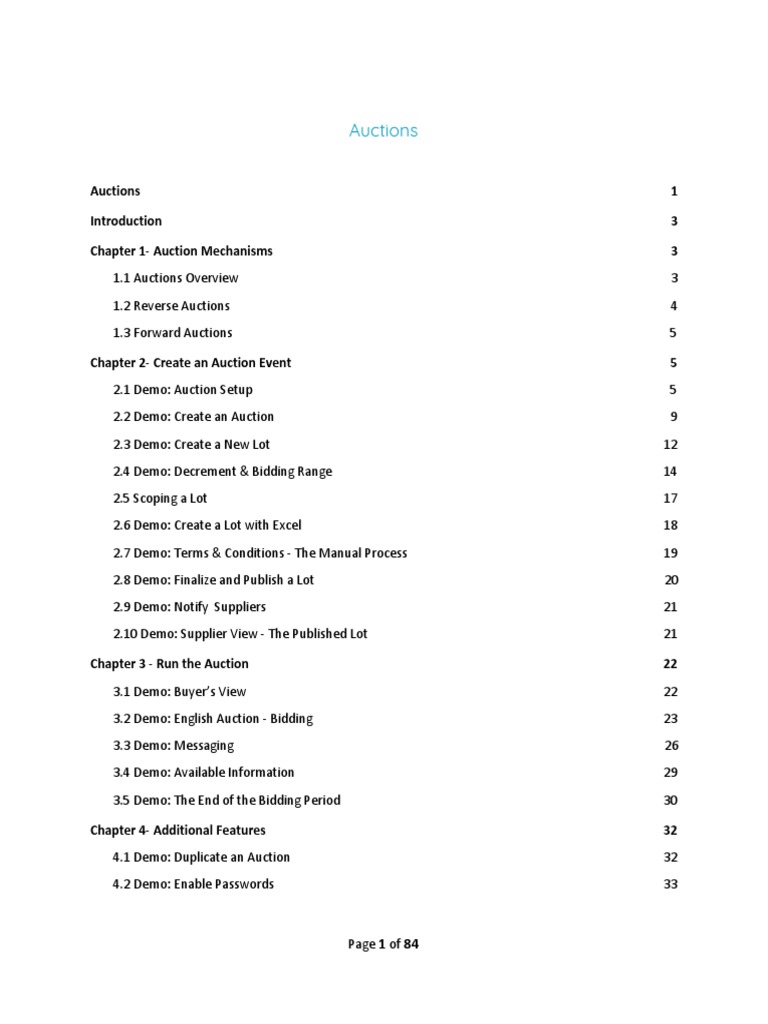 Ivalua Auction Pdf Auction Microsoft Excel