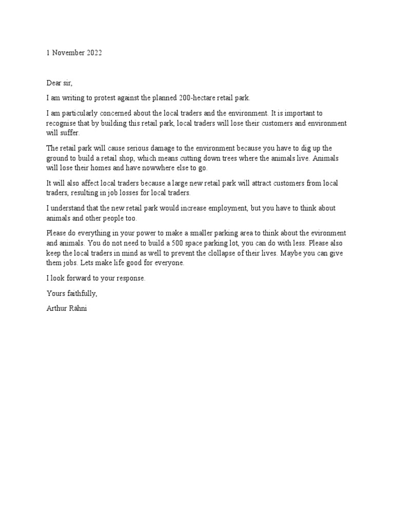 Writing A Letter of Protest in Class | PDF