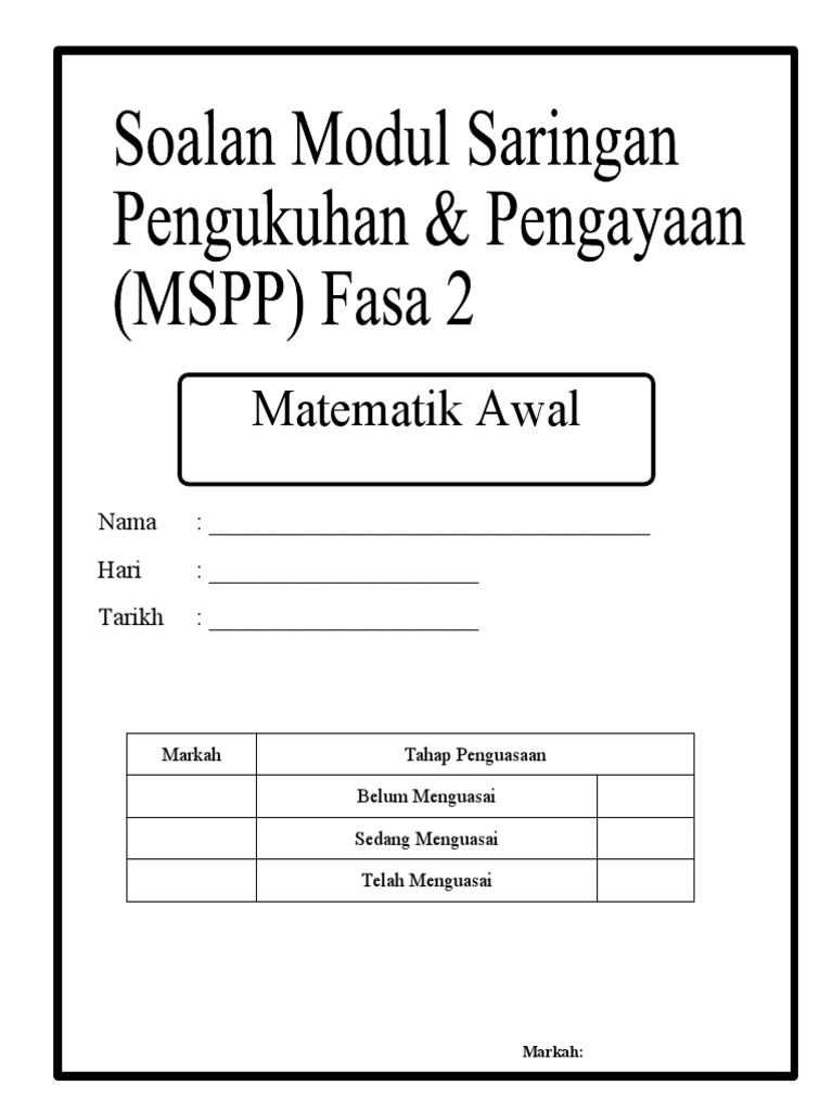 Soalan MSPP Fasa 2 2023 Matematik | PDF