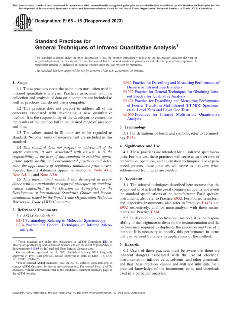Standard Practices For General Techniques of Infrared Quantitative Analysis | PDF | Absorbance ...