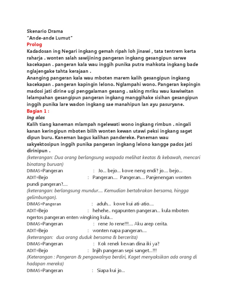 Skenario Drama Ande-Ande Lumut | PDF