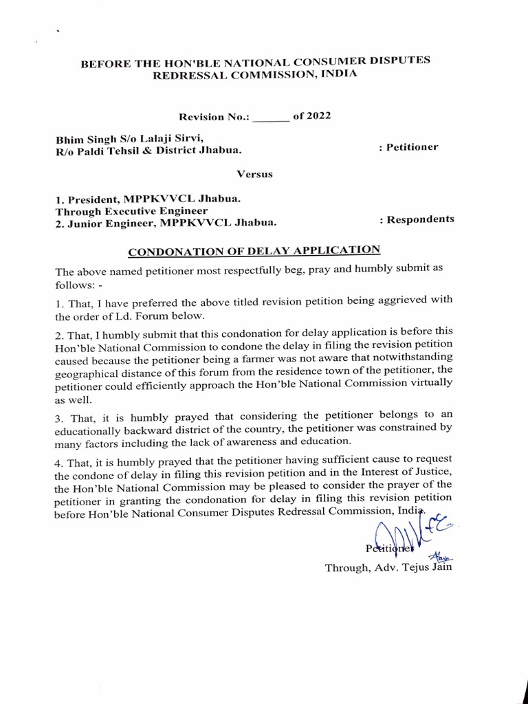 Condonation of Delay Application | PDF