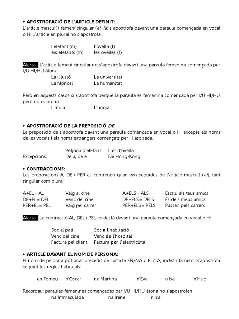Exercicis Apòstrof+solucions | PDF