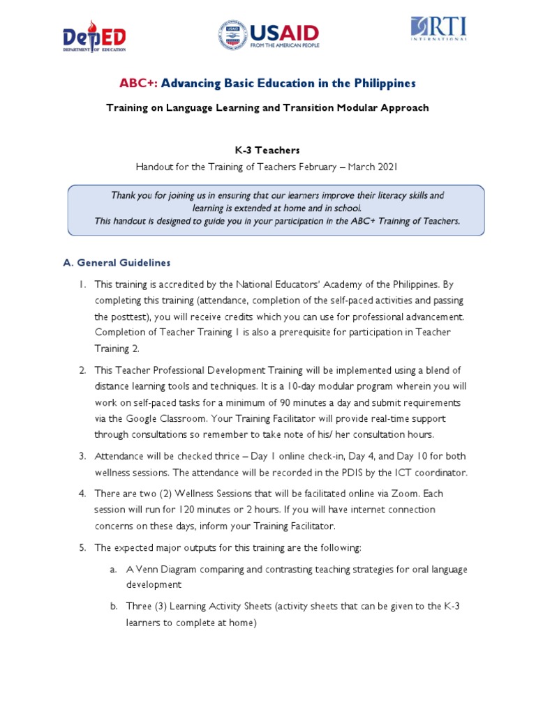 03 Handouts For K-3 Teachers - TT1 Blended | PDF | Educational Technology | Computing