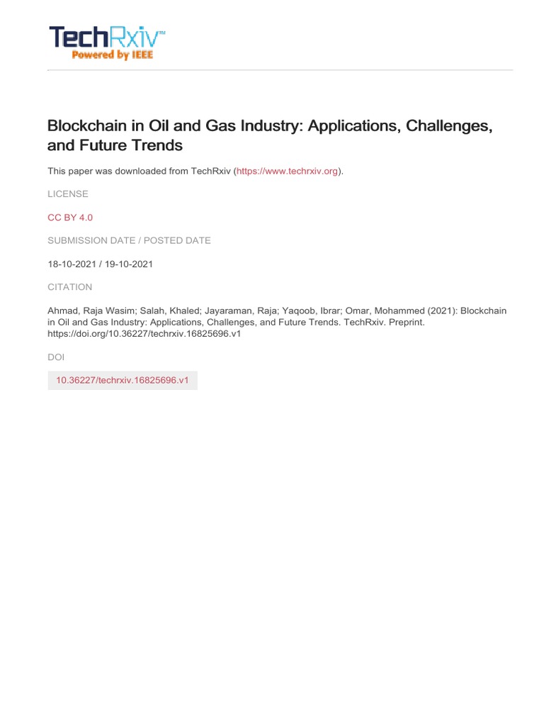 Blockchain in Oil & Gas: Applications & Trends | PDF | Petroleum | Pipeline Transport