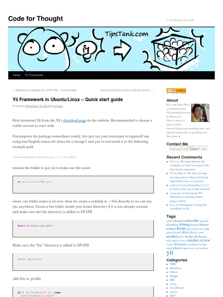Install Yii Framework On Ubuntu Linux Pdf Net Beans Applications