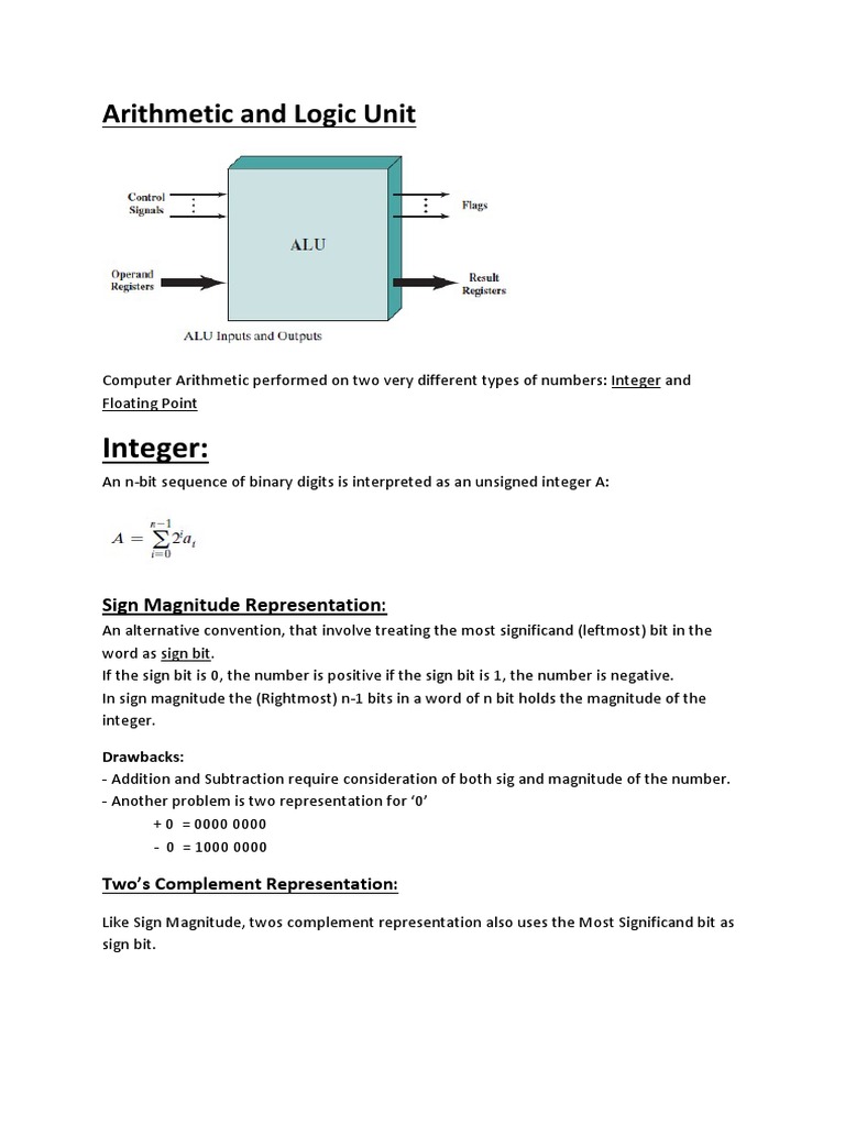 Integer:: Arithmetic and Logic Unit | PDF | Subtraction | Multiplication