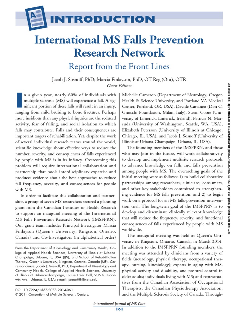 International MS Falls Prevention Research Network | PDF | Physical ...