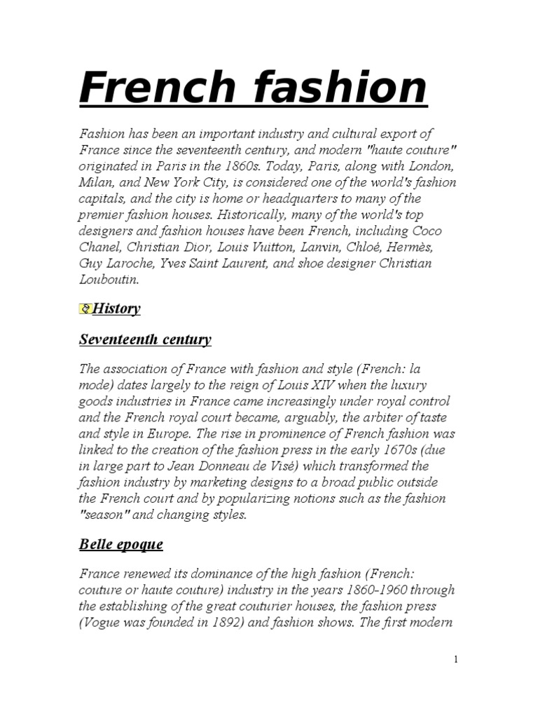 French Fashion | PDF | Human Appearance | Cultural Trends