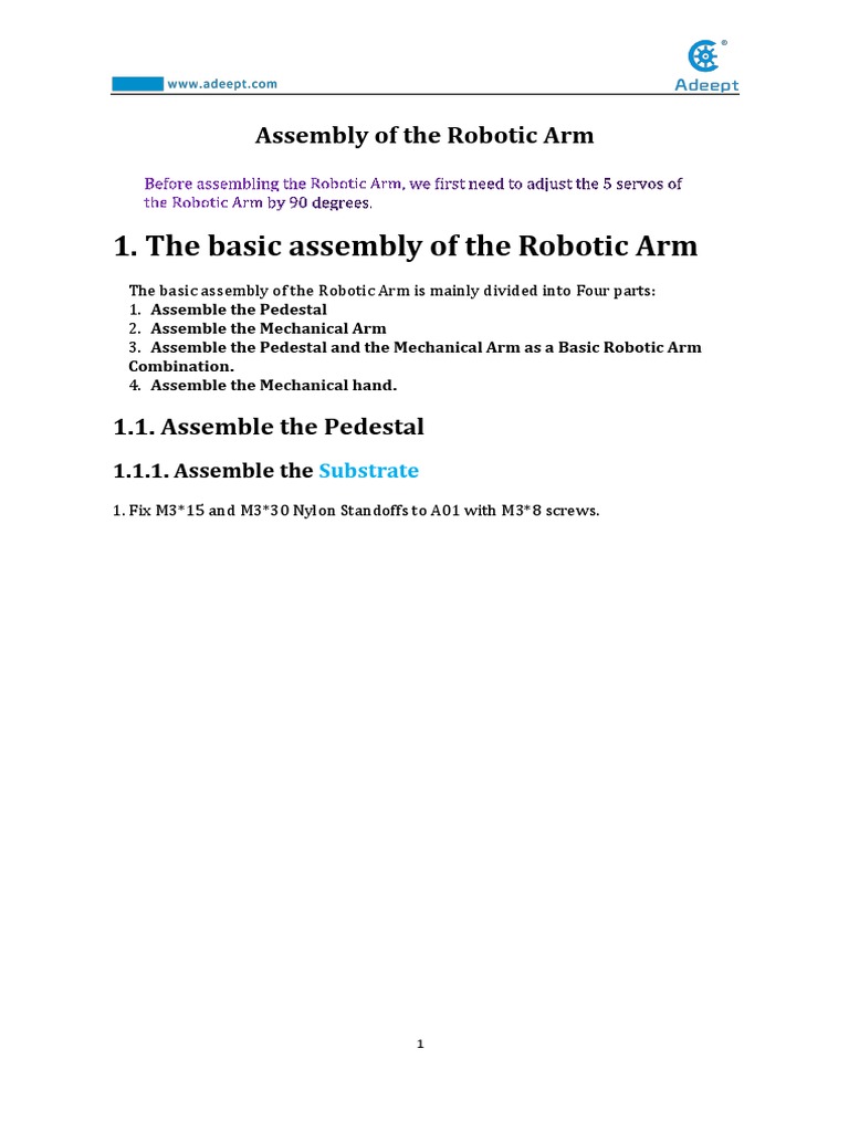 Assembly of The Robotic Arm | PDF | Screw | Robotics