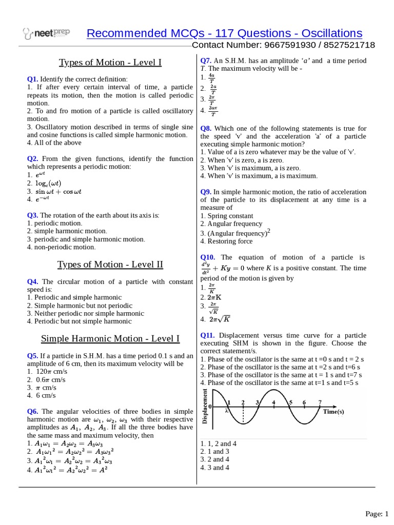 14 - Oscillations | PDF | Oscillation | Pendulum