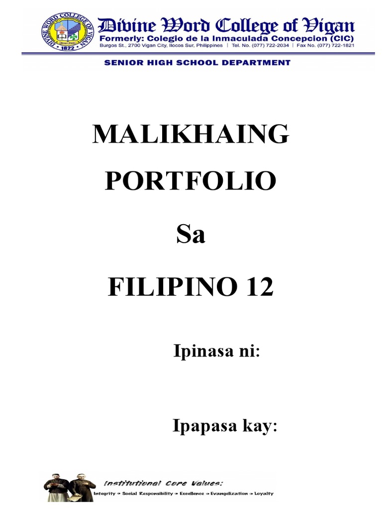 Malikhaing Portfolio Sa Filipino 12: Ipinasa Ni | PDF