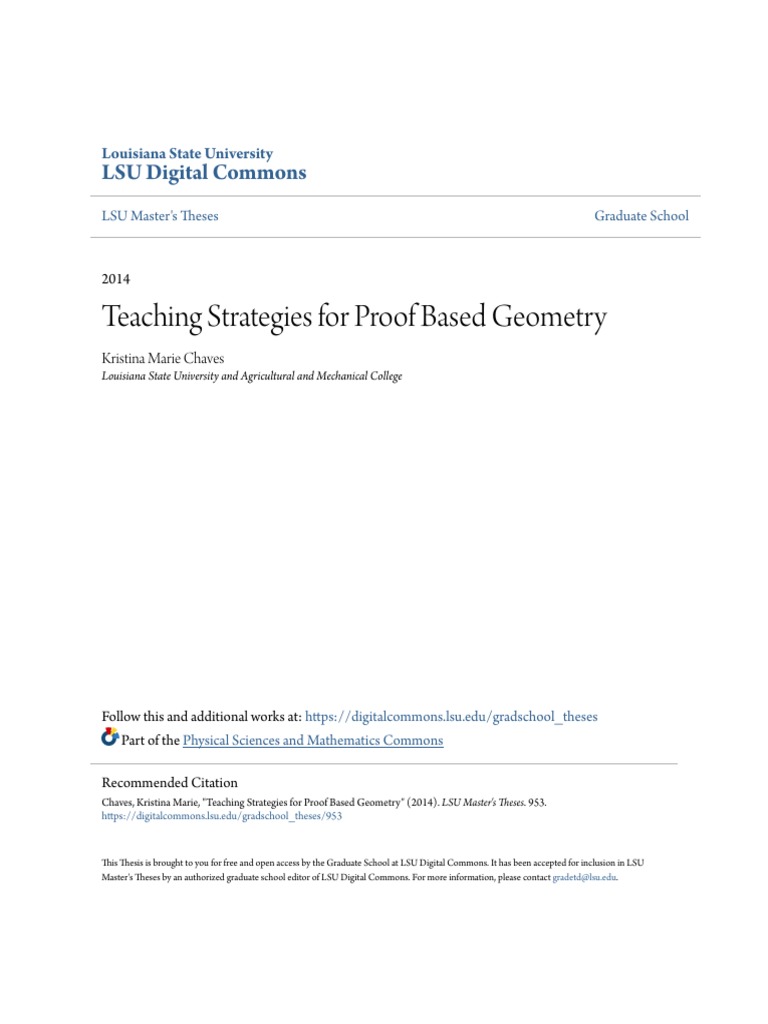 Teaching Strategies For Proof Based Geometry | PDF | Perpendicular ...