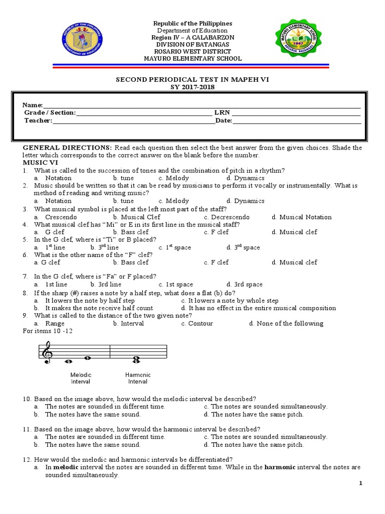 PT - Mapeh 6 - Q2 | PDF | Interval (Music) | Graphics