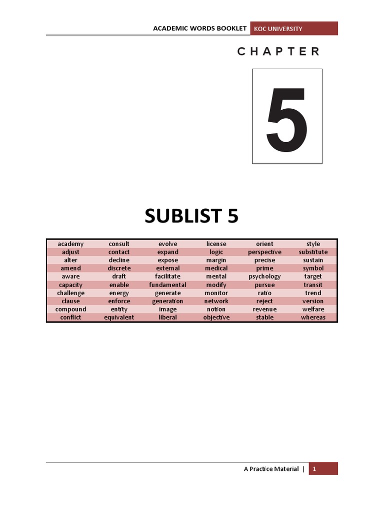 Academic Vocabulary Practice: Sublist 5 | PDF | Computers