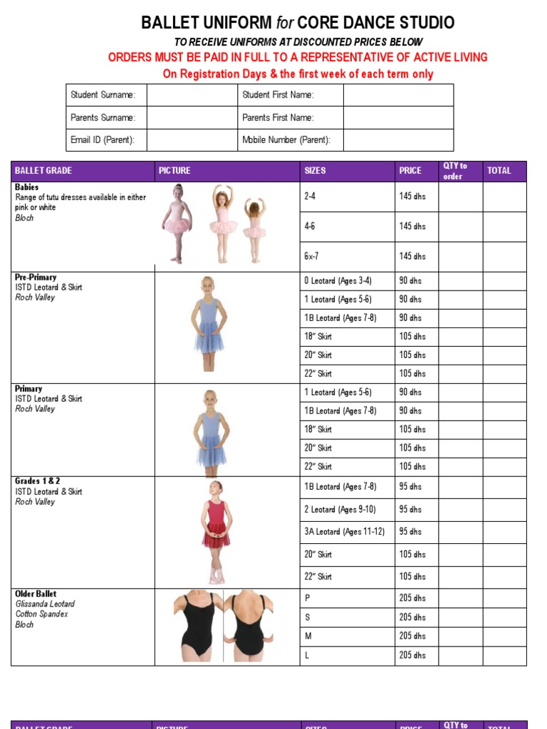 Core Dance Studio Uniform | PDF