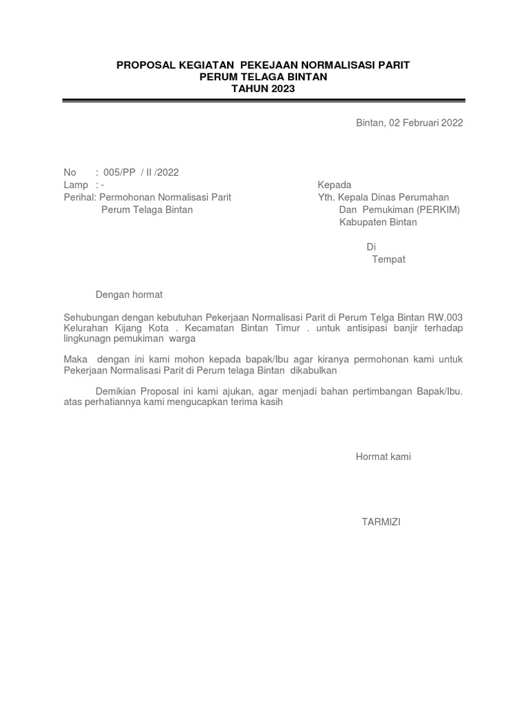 Proposal Normalisasi Parit 2023 | PDF | Pengelolaan Keuangan & Uang ...