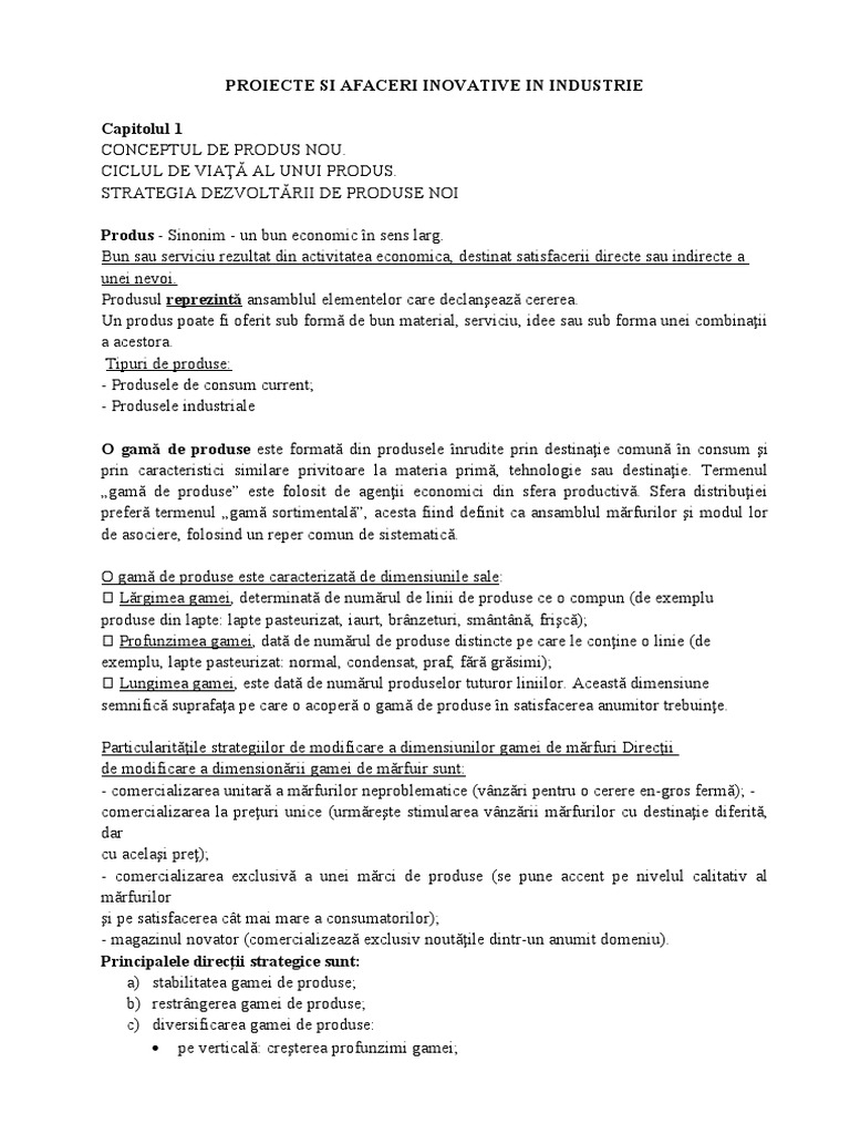 Rezumat Proiecte Si Afaceri Inovative | PDF