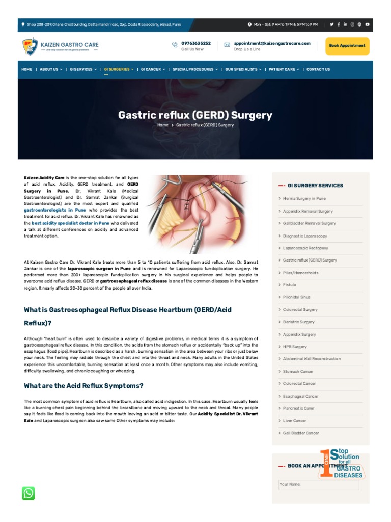 GERD Treatment in Pune - GERD Surgery in Pune - Kaizen Gastro Care ...