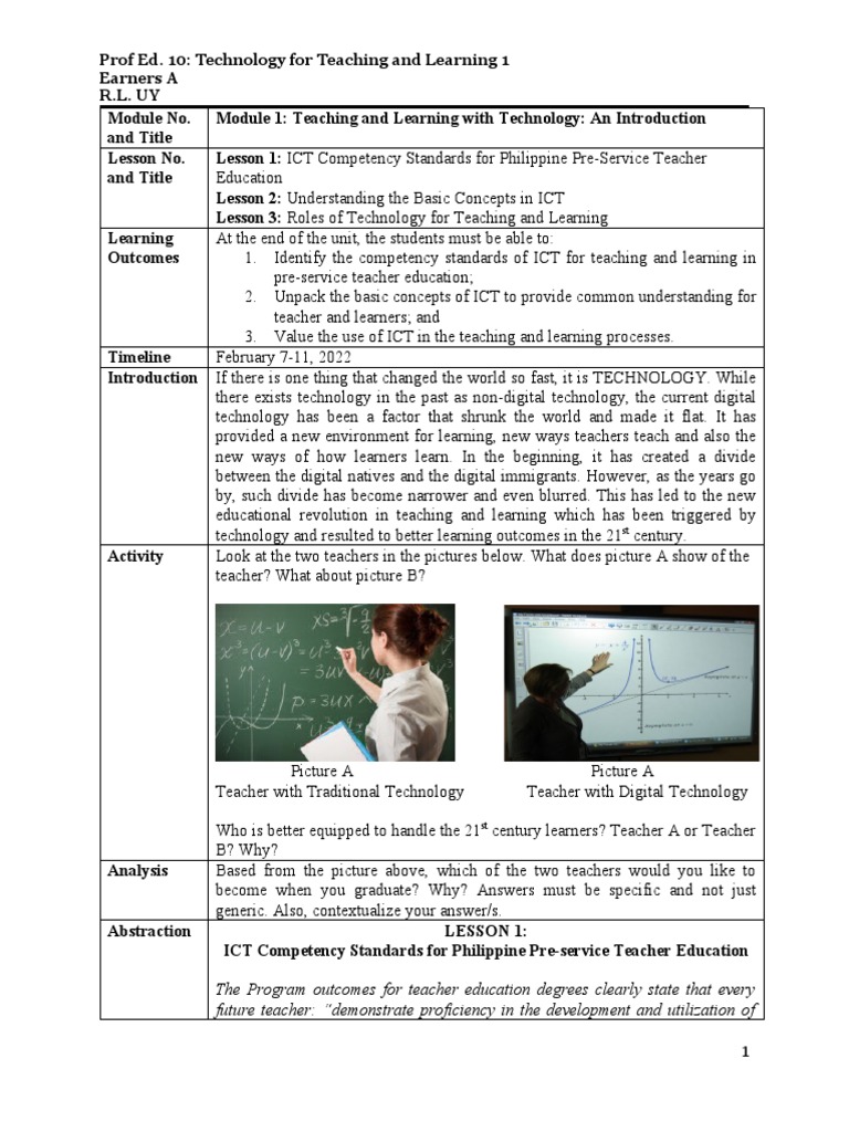 Course Pack Prof Ed. 10 Module 1 | PDF | Educational Technology | Learning