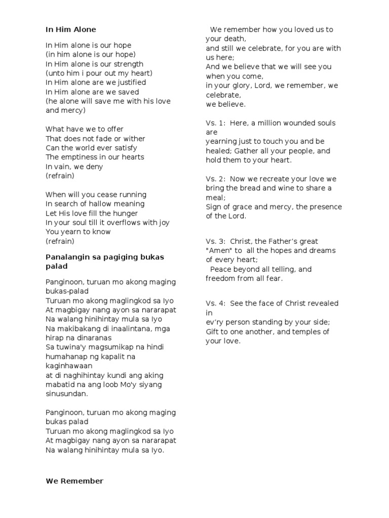 Mass Songs | PDF | Religion & Spirituality
