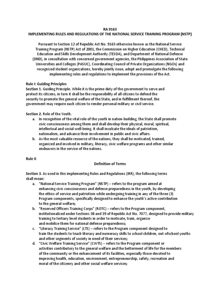 Ra 9163 | PDF | Reserve Officers' Training Corps | Government