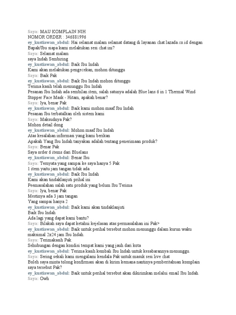 Komplain Lazada | PDF
