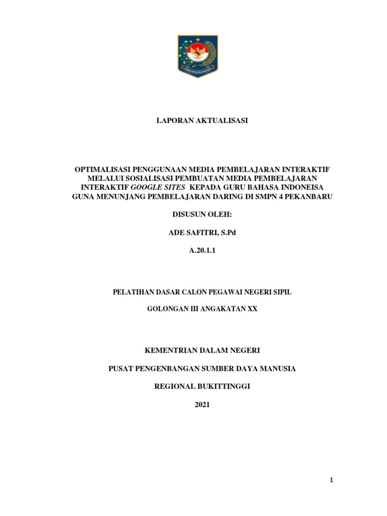 Laporan Aktualisasi Ade Safitri | PDF