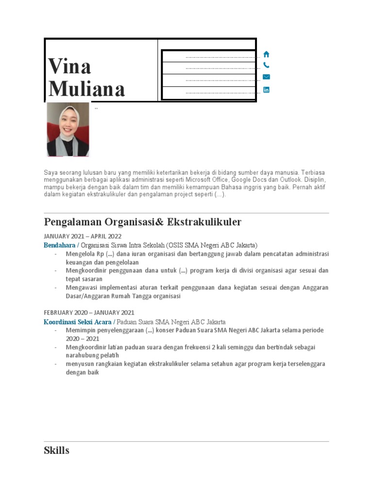 Contoh CV Lulusan SMA untuk Kerja | PDF | Karier & Perkembangan