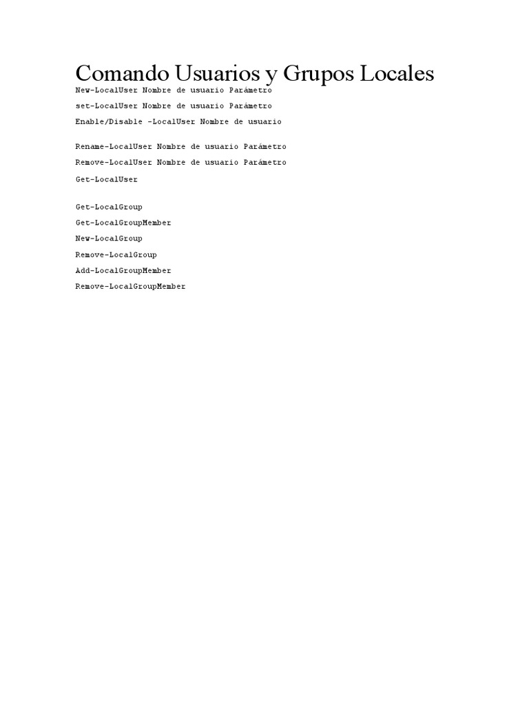 Comando Usuarios y Grupos Locales | PDF