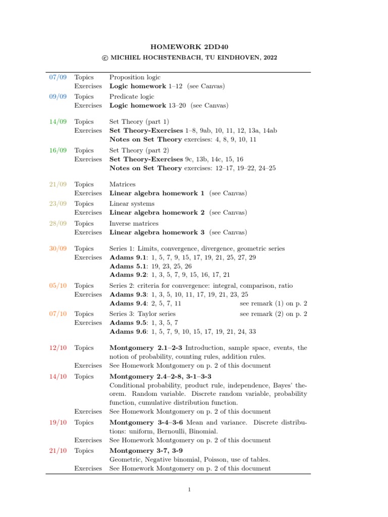 Homework 2DD40 | PDF | Probability Distribution | Statistics