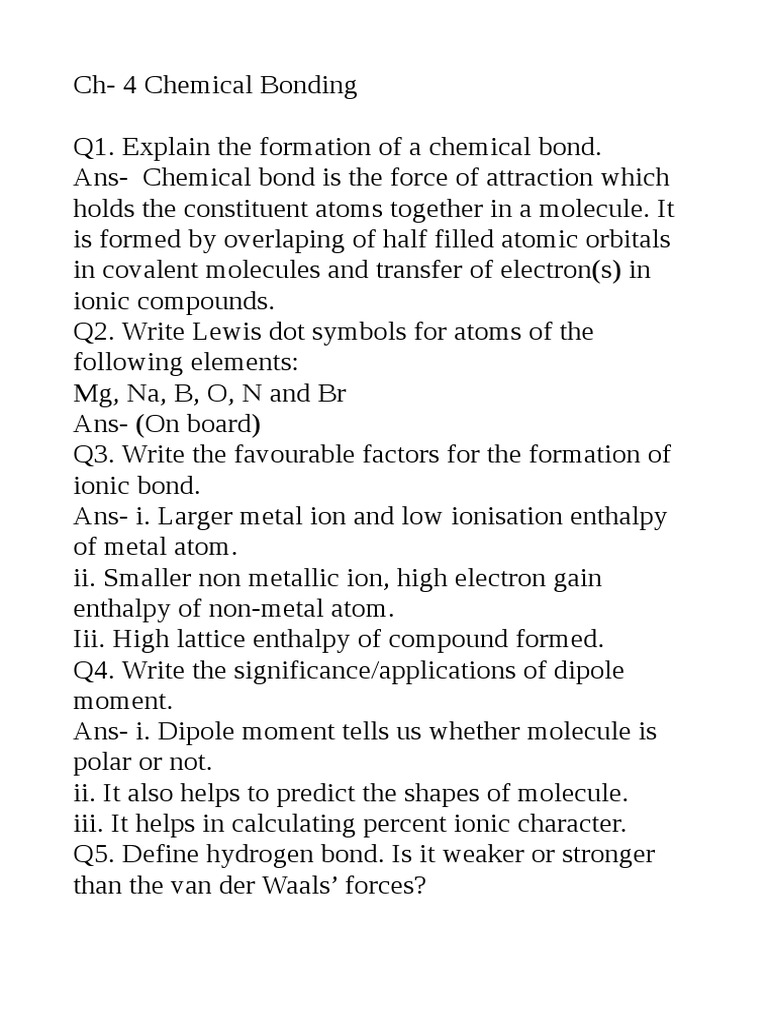Chemical Bonding | Download Free PDF | Chemical Bond | Ionic Bonding