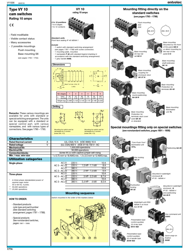 Entrelec Switches | PDF | Mains Electricity | Alternating Current
